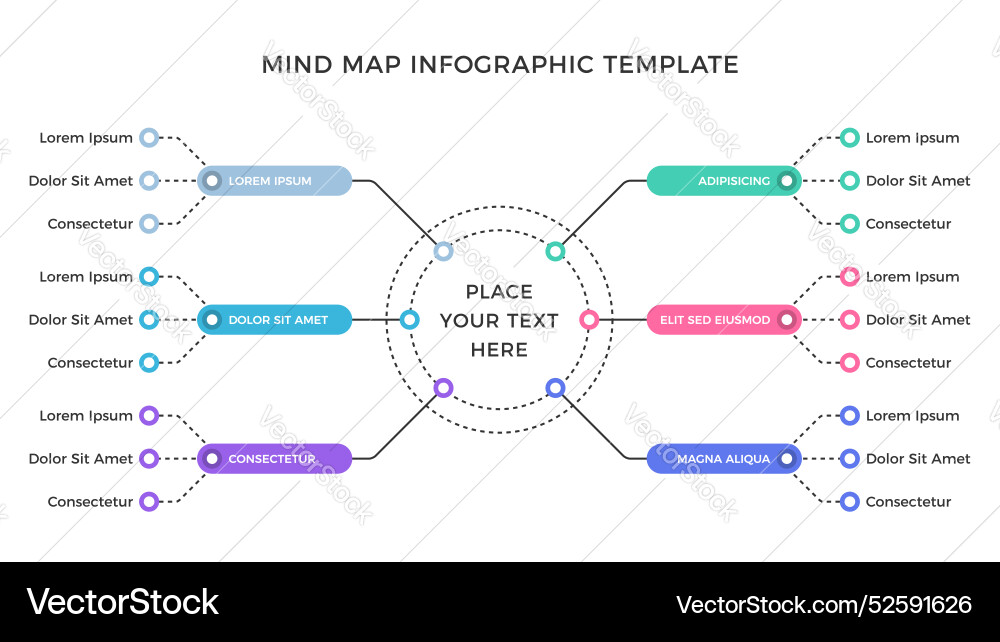 Mind map infographic template Royalty Free Vector Image
