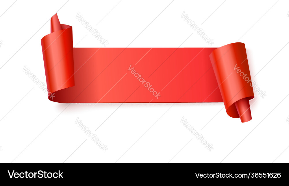 Paper banner with turned corners red ribbon Vector Image