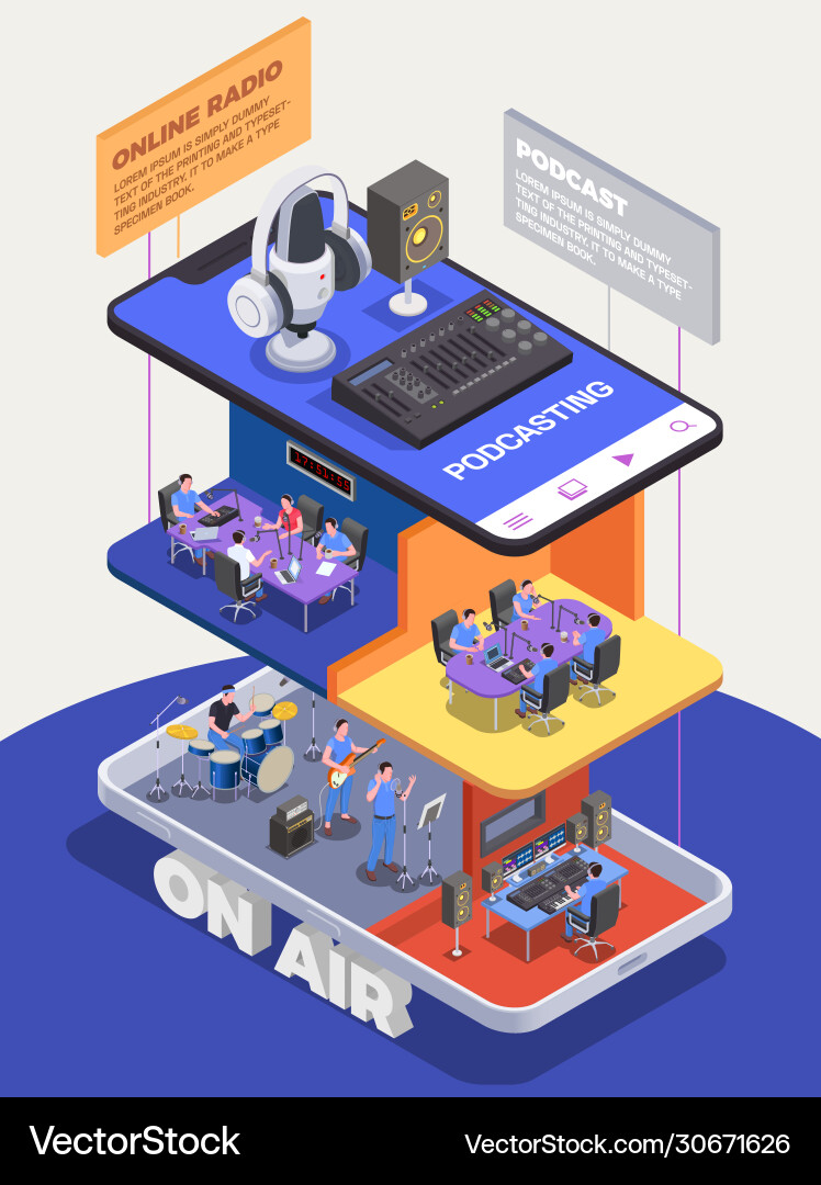 Radio studio concept Royalty Free Vector Image