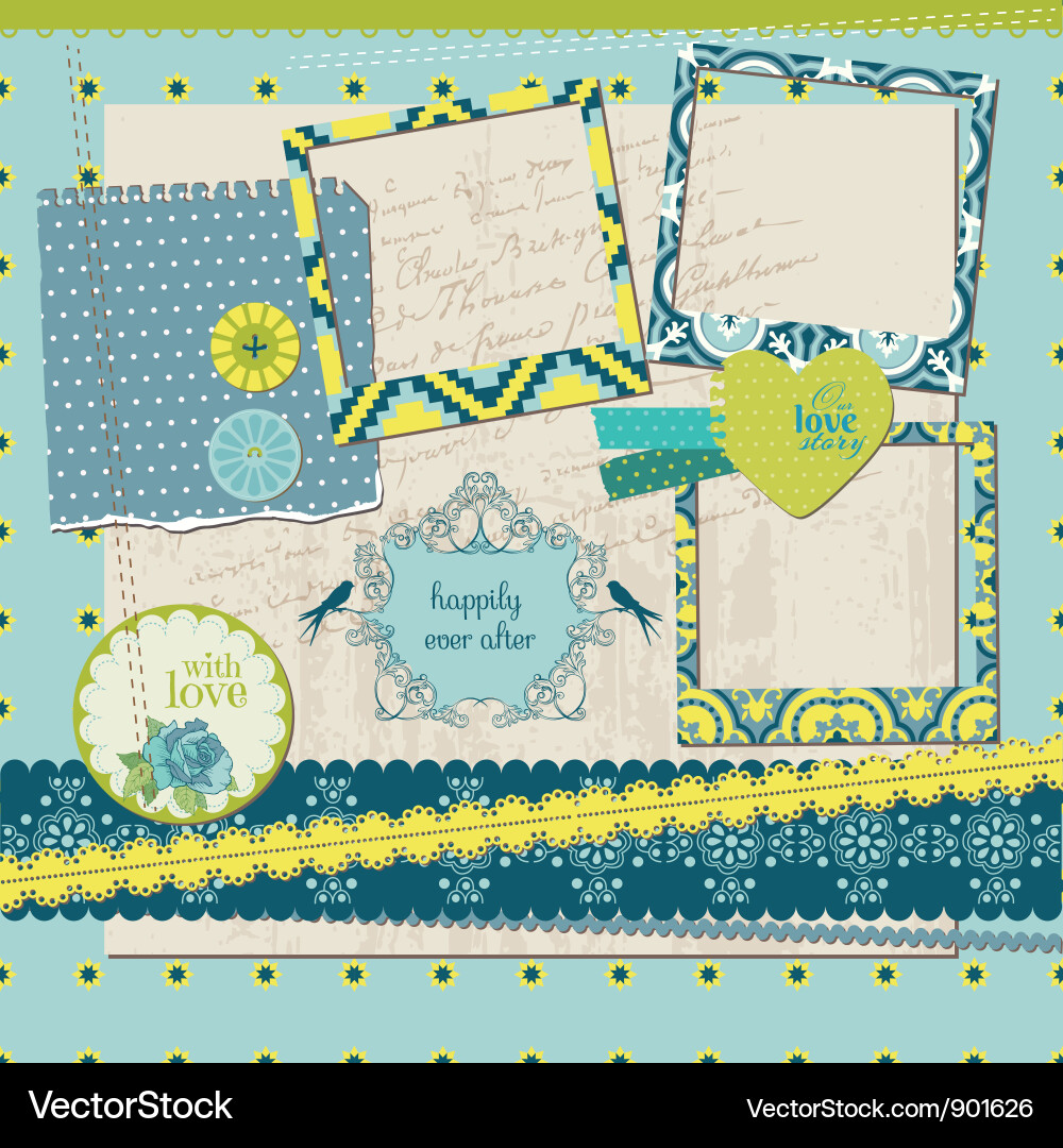 Scrapbook design elements - vintage tile with fram