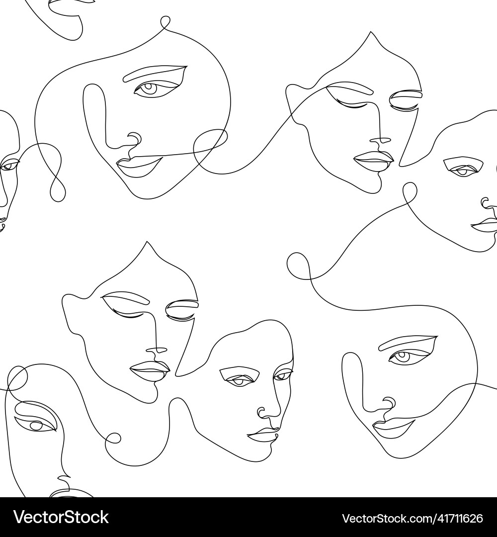 Seamless pattern continuous line art Royalty Free Vector