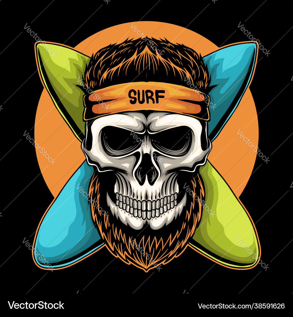 Skull surfing board Royalty Free Vector Image - VectorStock