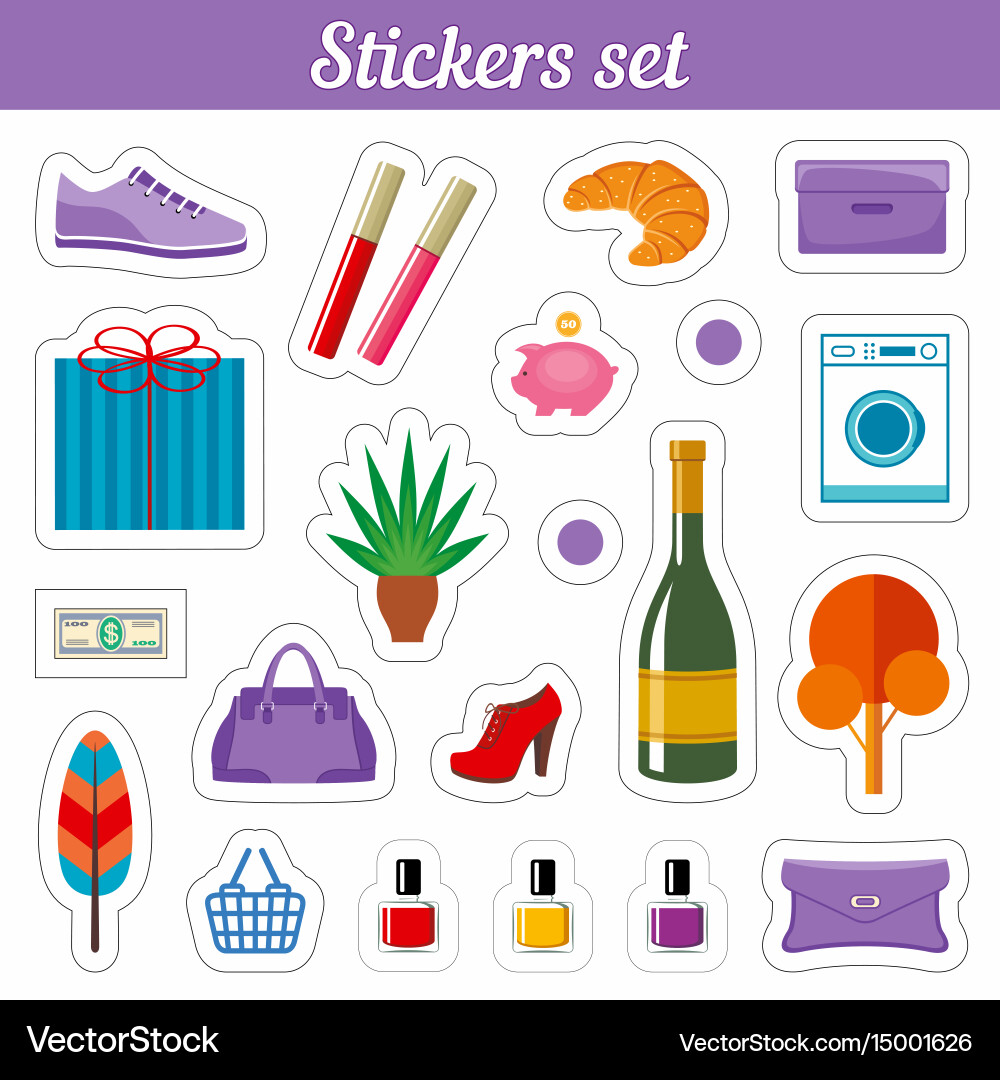Stickers set cartoon patch badges Royalty Free Vector Image
