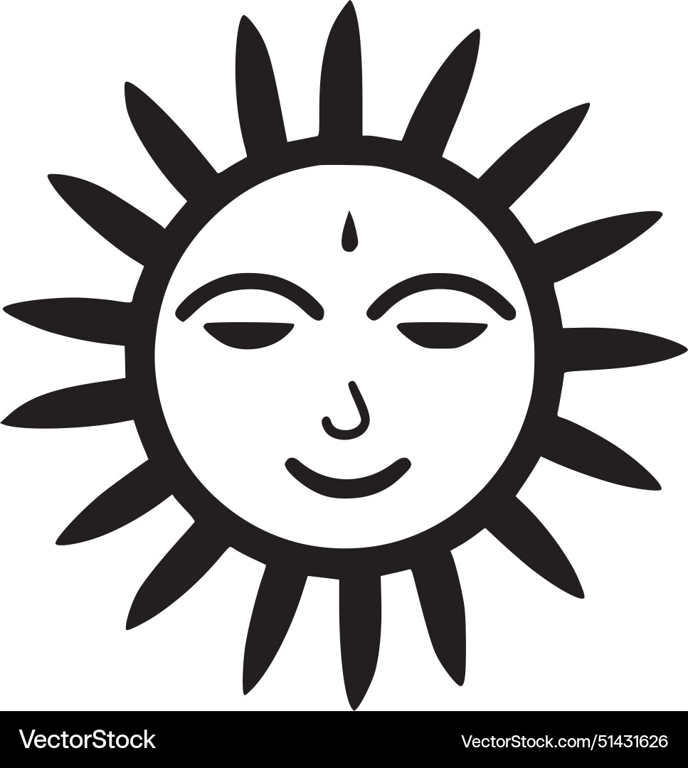 Sun - black and white Royalty Free Vector Image