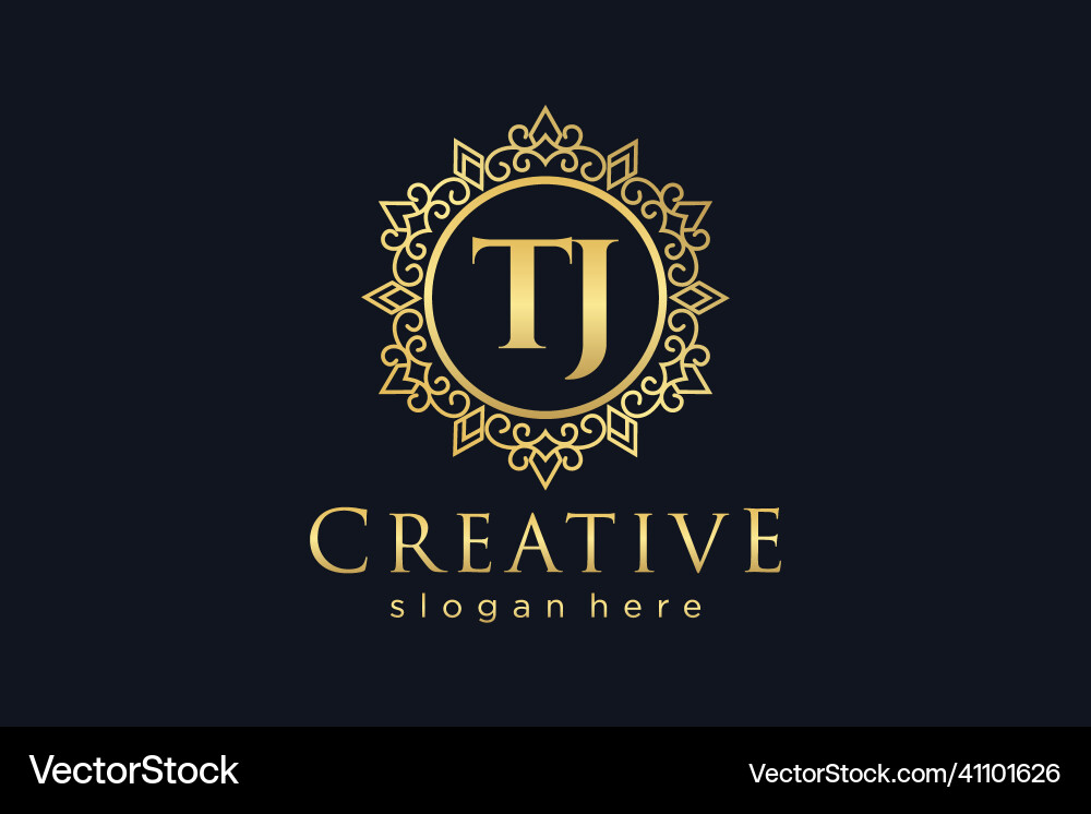 Tj initial letter luxury calligraphic feminine Vector Image