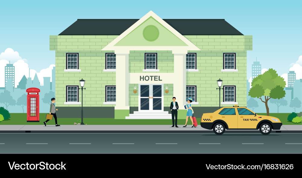 Tourists stay hotel Royalty Free Vector Image - VectorStock