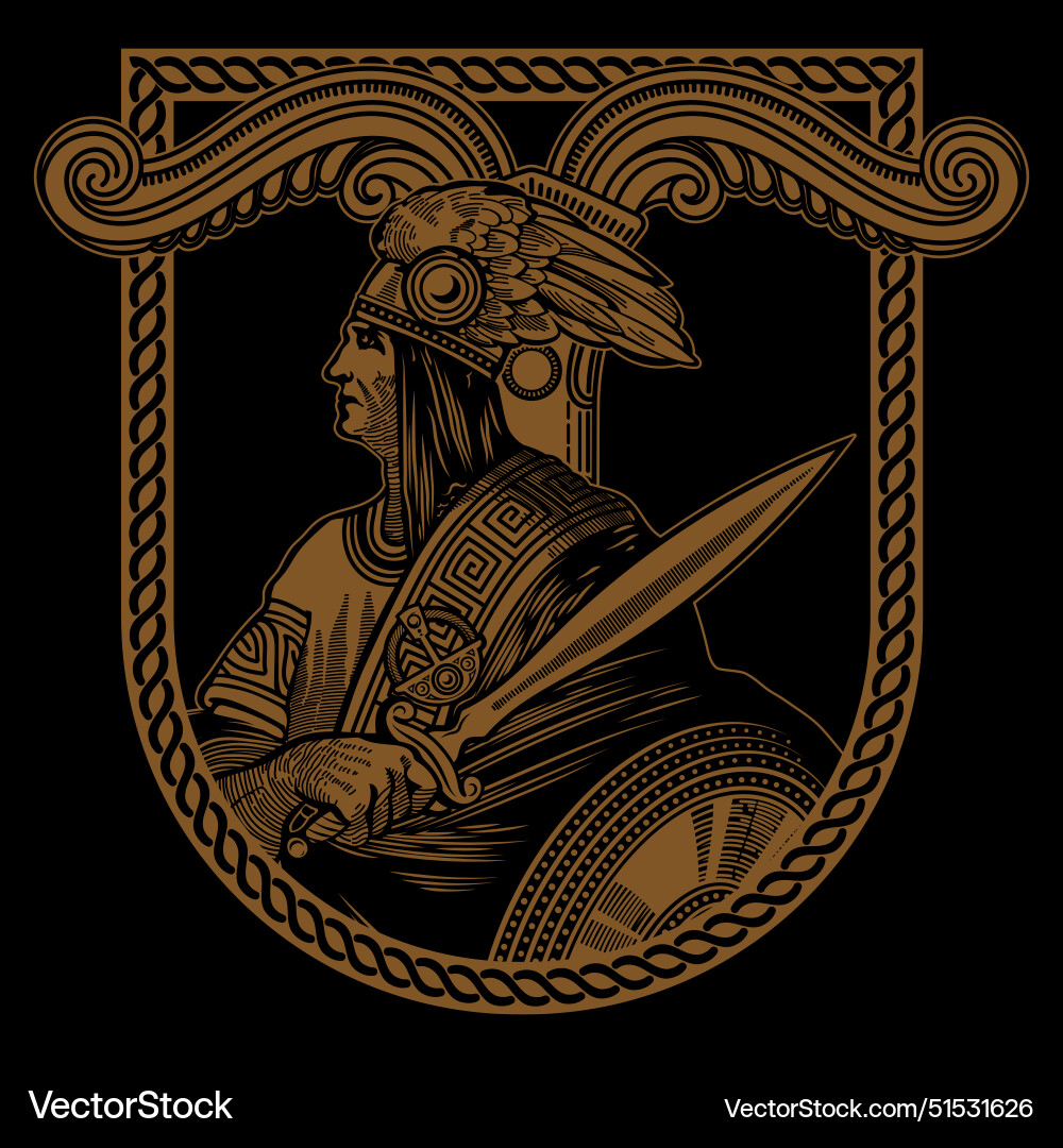 Viking design old norse warriors with shield Vector Image