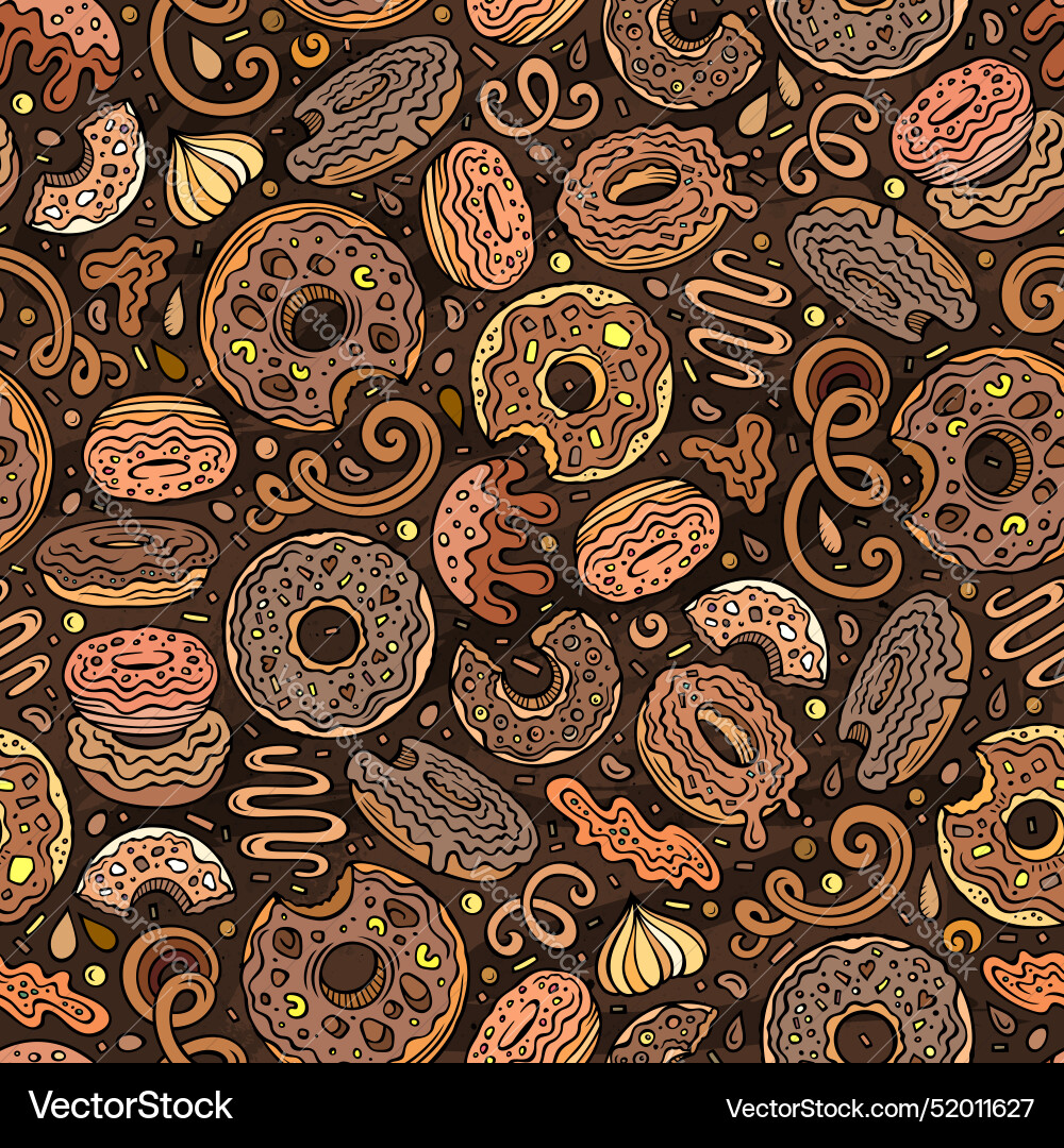 Cartoon cute doodles donuts seamless pattern Vector Image