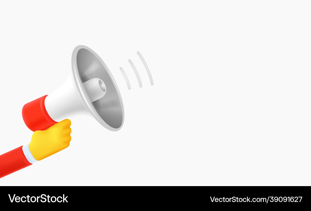 Hand with loudspeaker web notification concept Vector Image