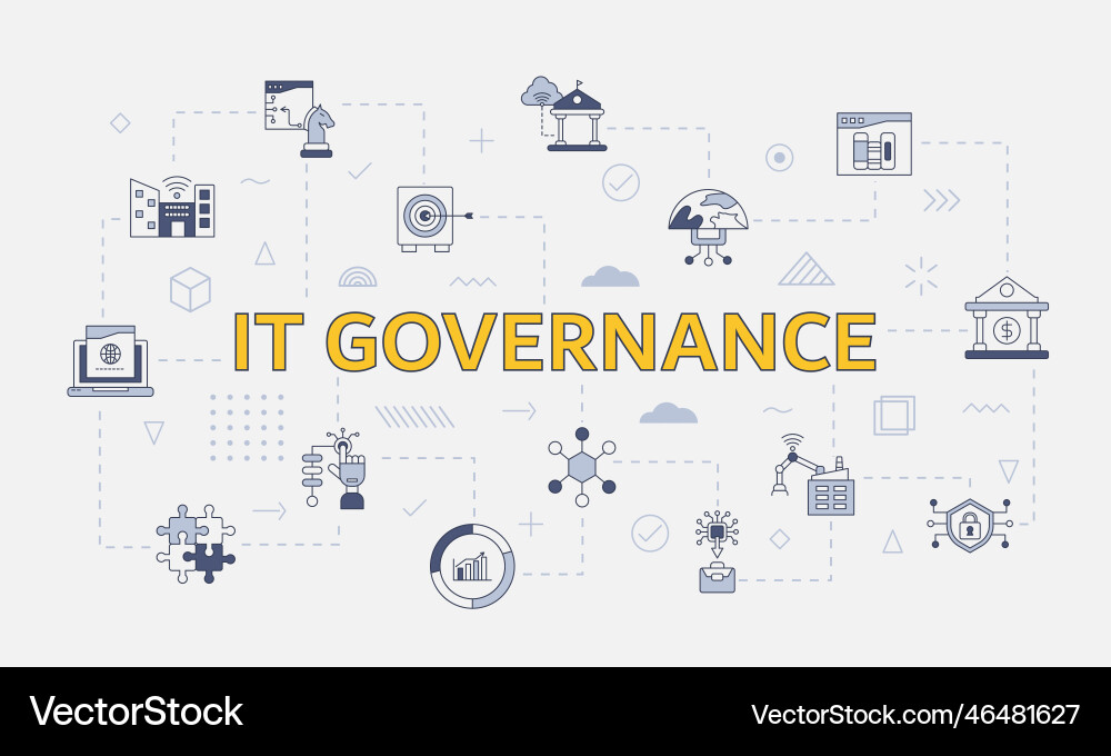 It governance technology concept with icon set Vector Image