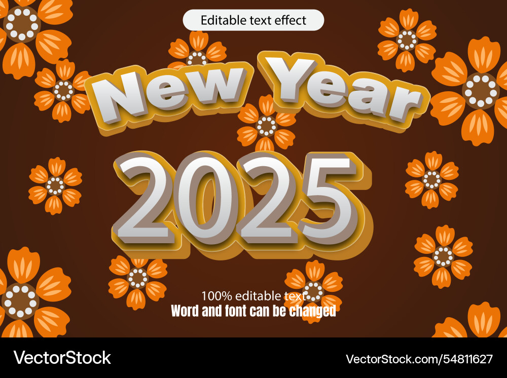 New year 2025 editable text effect 3d emboss Vector Image