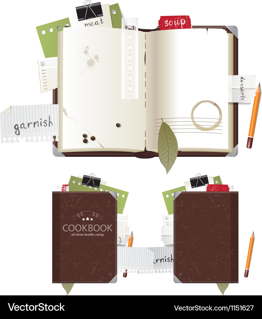 Open and closed cookbook Royalty Free Vector Image