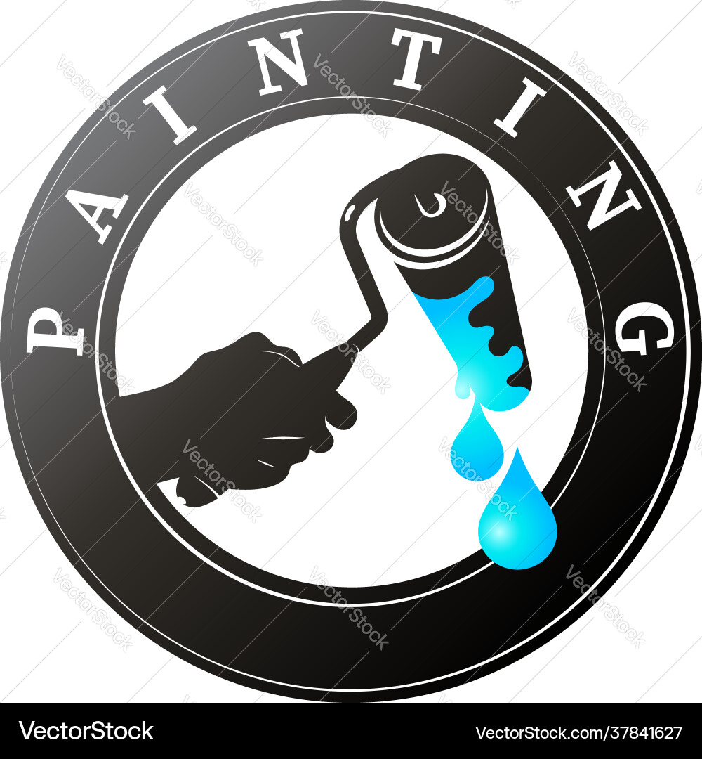 Painting roller in hand symbol Royalty Free Vector Image