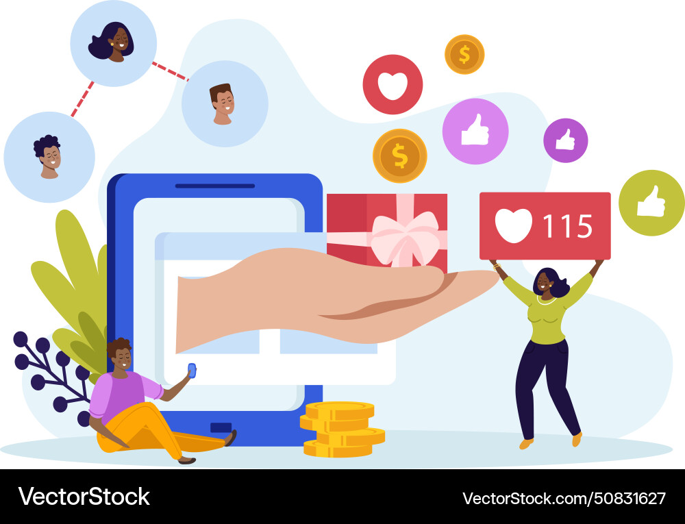 Referral program flat background Royalty Free Vector Image