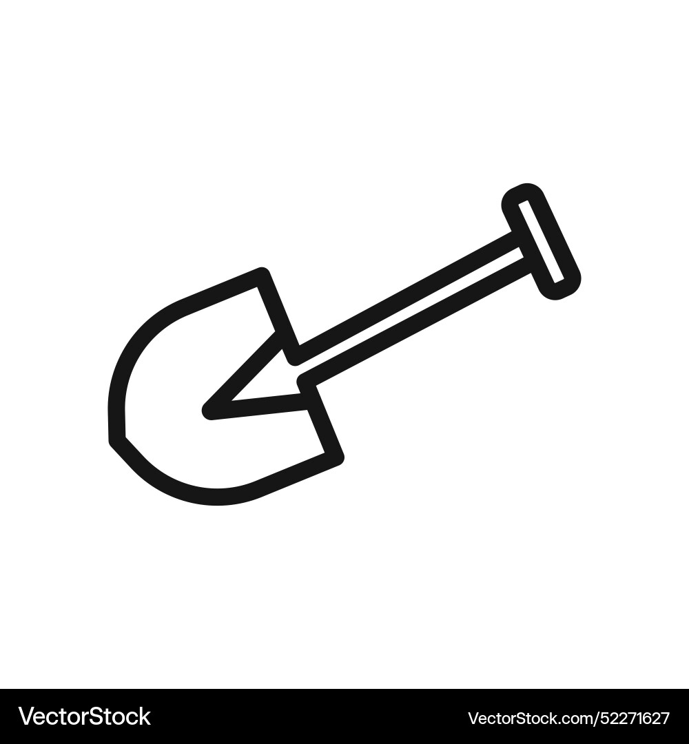 Short spade icon black line art logo Royalty Free Vector