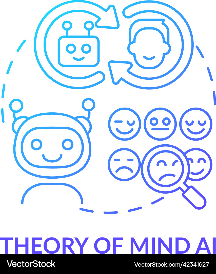 Theorie des mind ai blauen Gradienten-Konzepts Vektorbild
