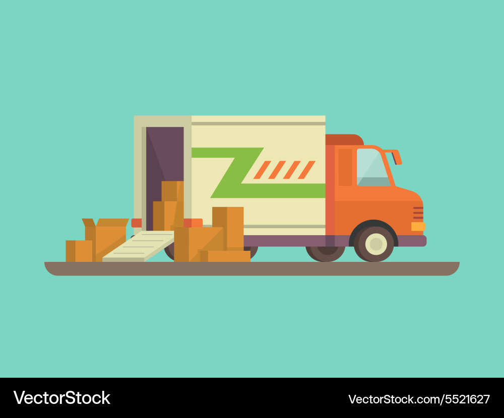 Unloading or loading delivery truck Royalty Free Vector