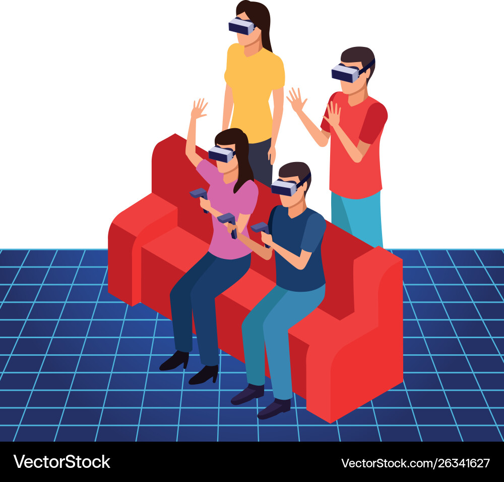 Virtual reality technology experience cartoon Vector Image
