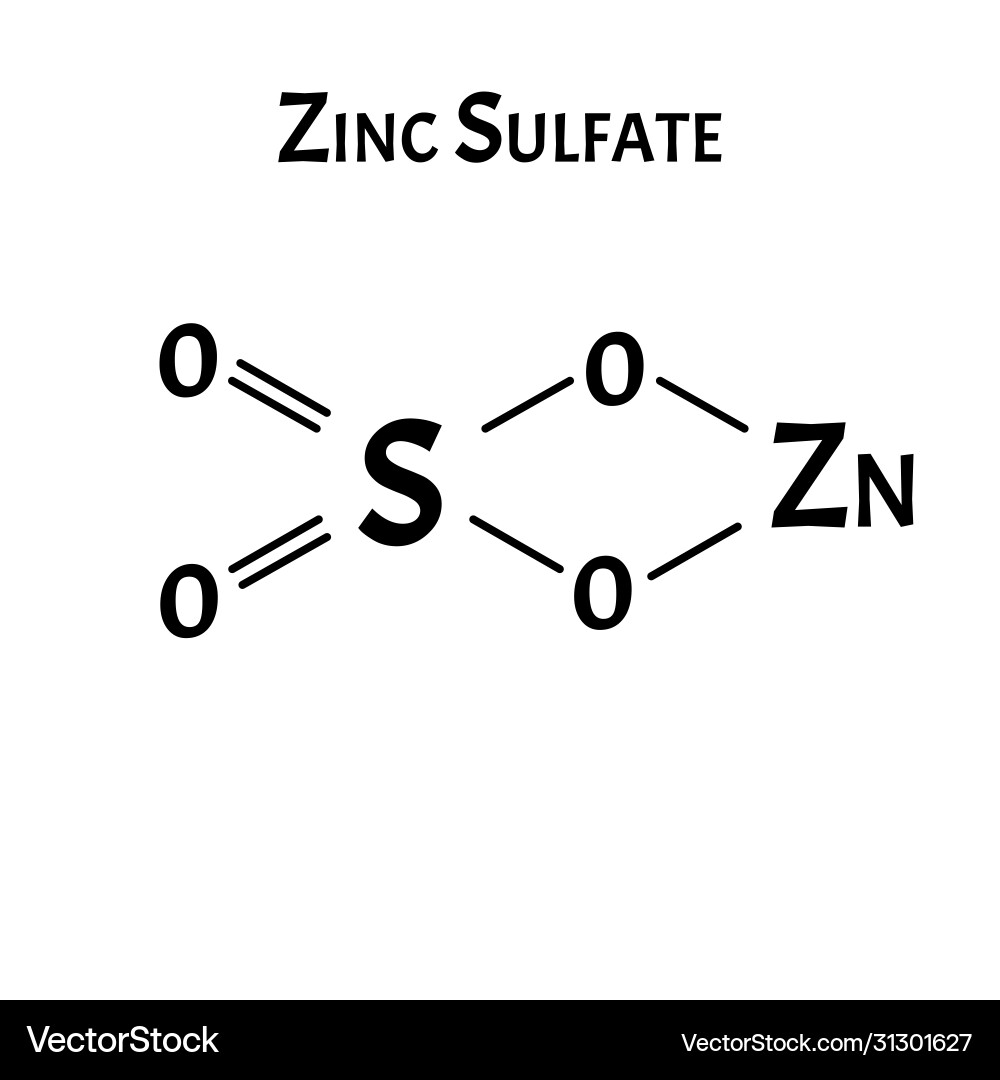 Zinc sulfate is a molecular chemical formula Vector Image