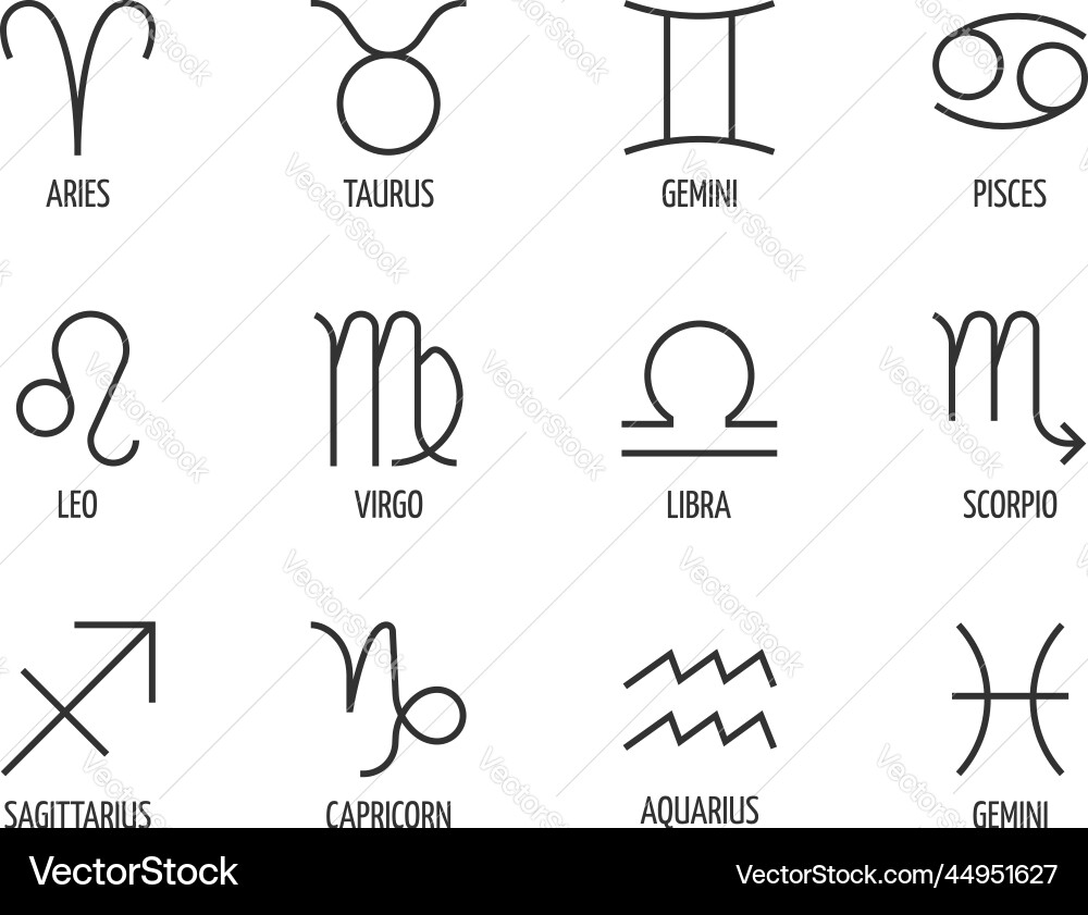 Zodiac signs line icons Royalty Free Vector Image