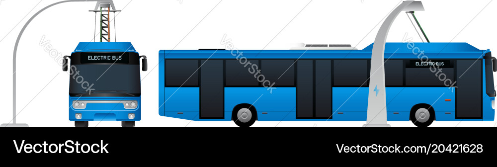 Blue electric bus Royalty Free Vector Image - VectorStock