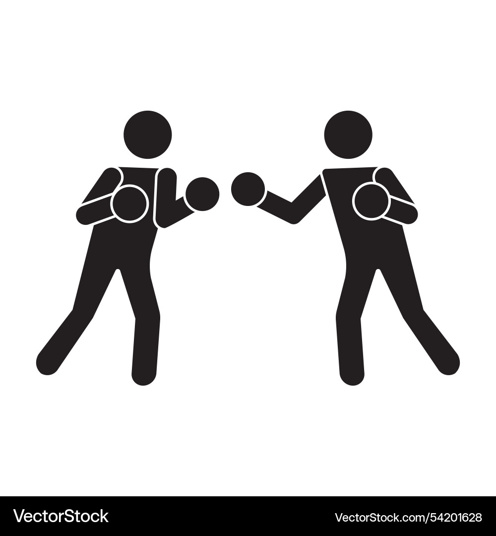 Boxing match icon two stick figures fighting Vector Image