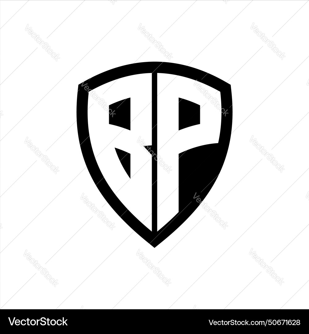 Bp monogram logo with bold letters shield shape Vector Image