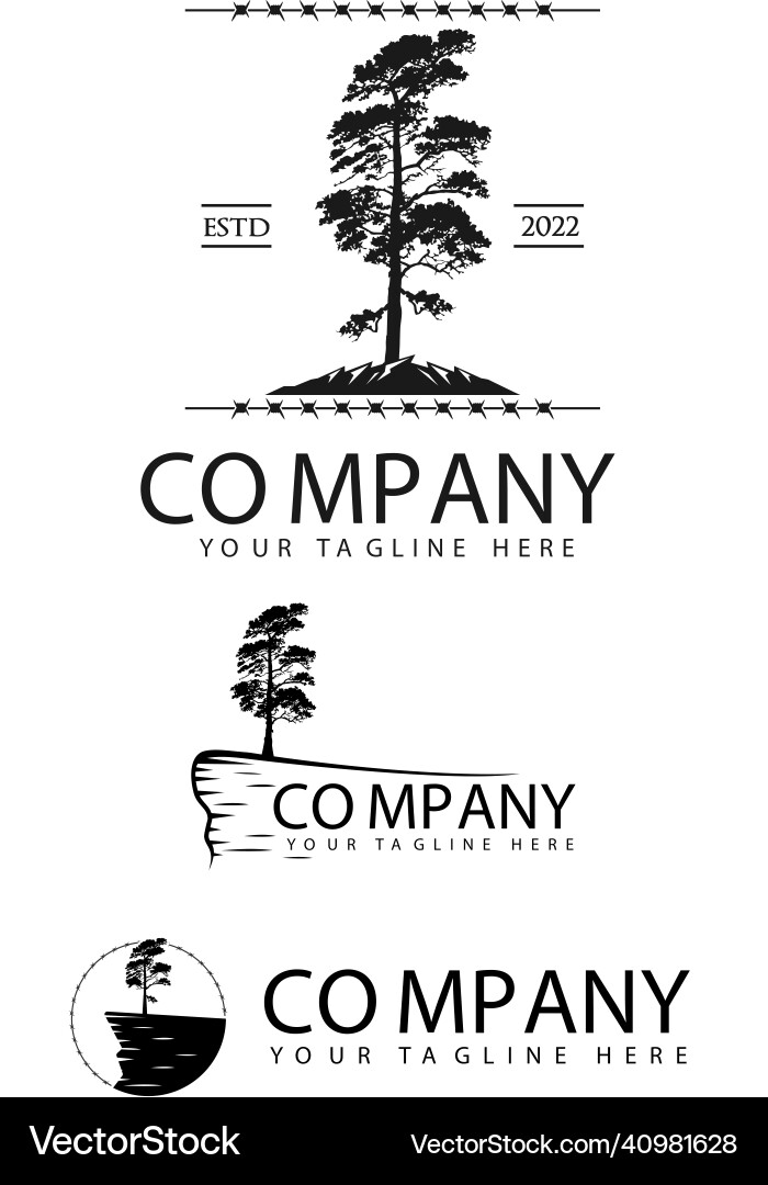 Cliff edge tree logo Royalty Free Vector Image