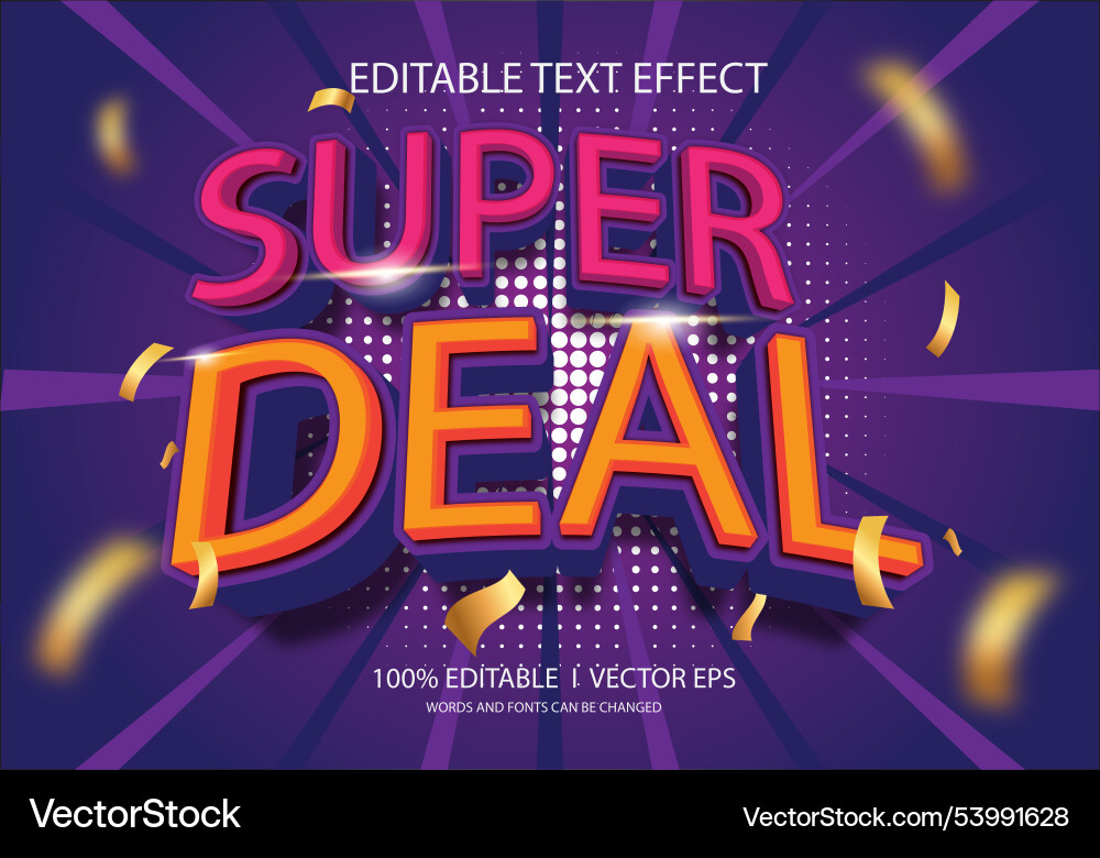 Editable super deal 3d text effect with modern Vector Image