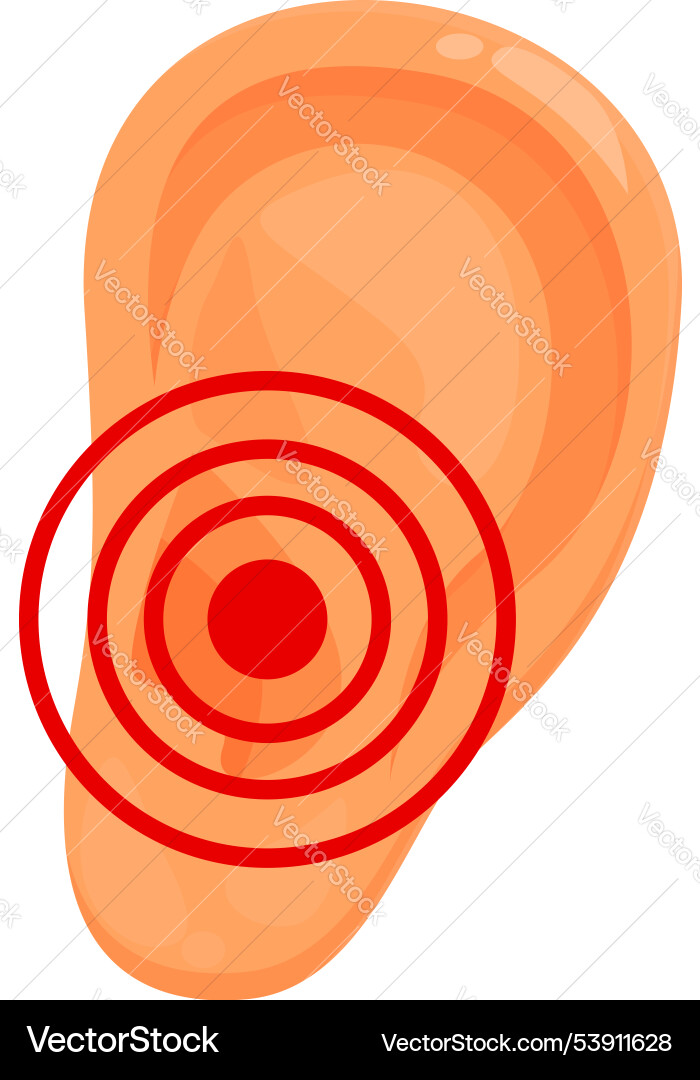 Human ear experiencing painful earache symptom Vector Image