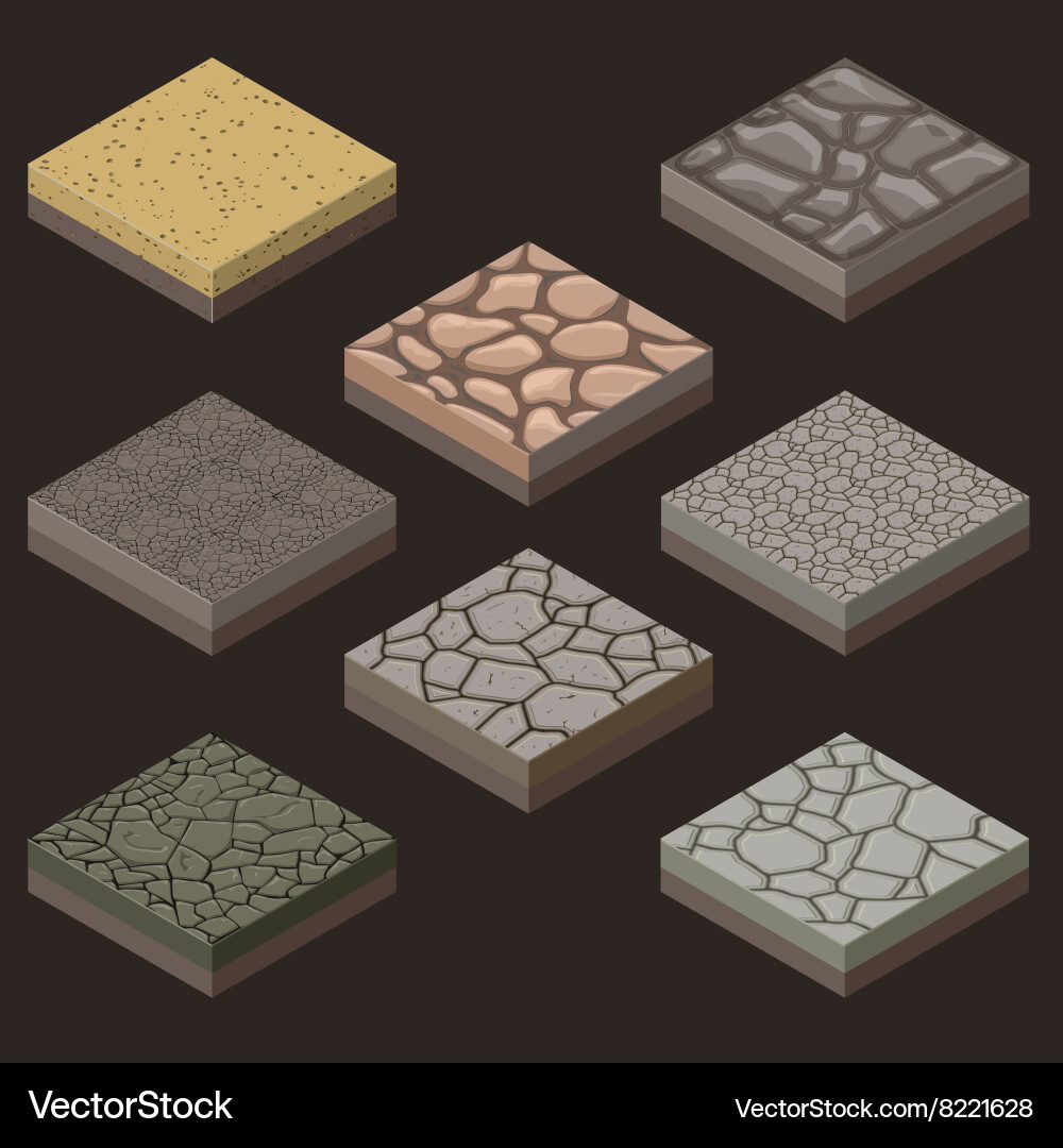Stone Tile Kit - Isometric Royalty Free Vector Image