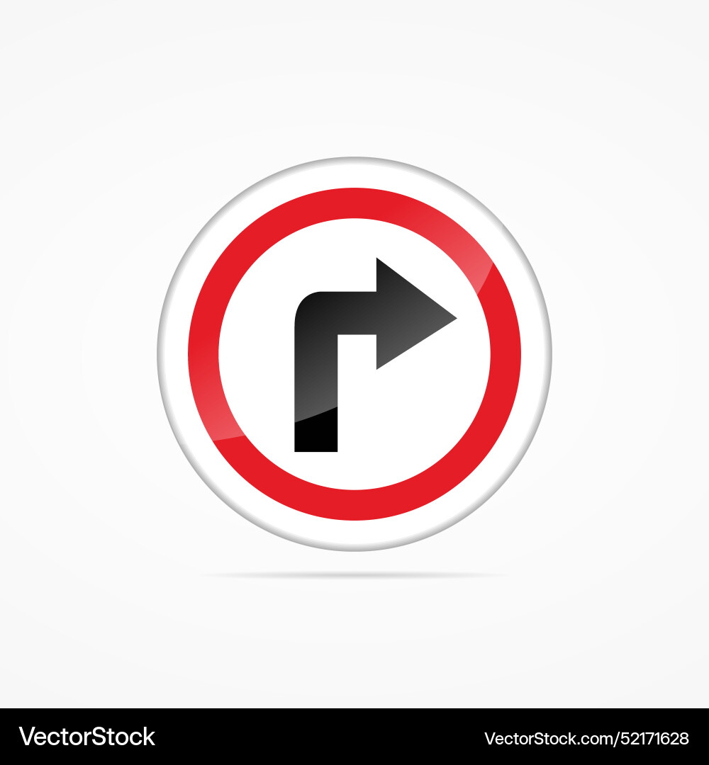 Traffic sign turn right ahead on white Royalty Free Vector