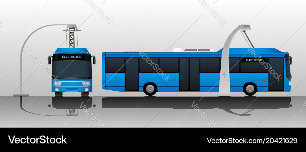 Blue electric bus Royalty Free Vector Image - VectorStock