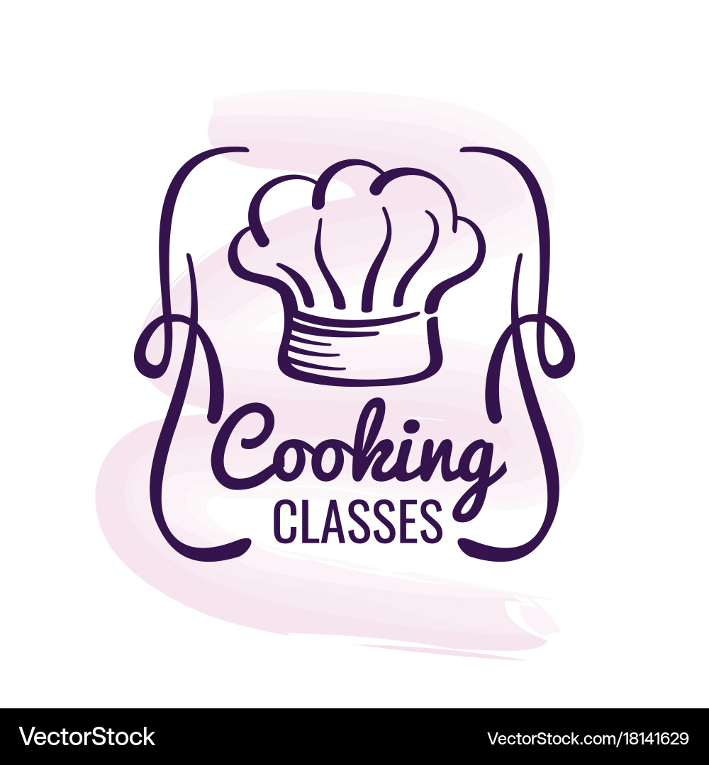 Cooking logo design with watercolor decor Vector Image