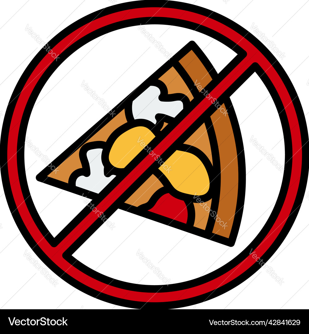 Icon of prohibited pizza Royalty Free Vector Image