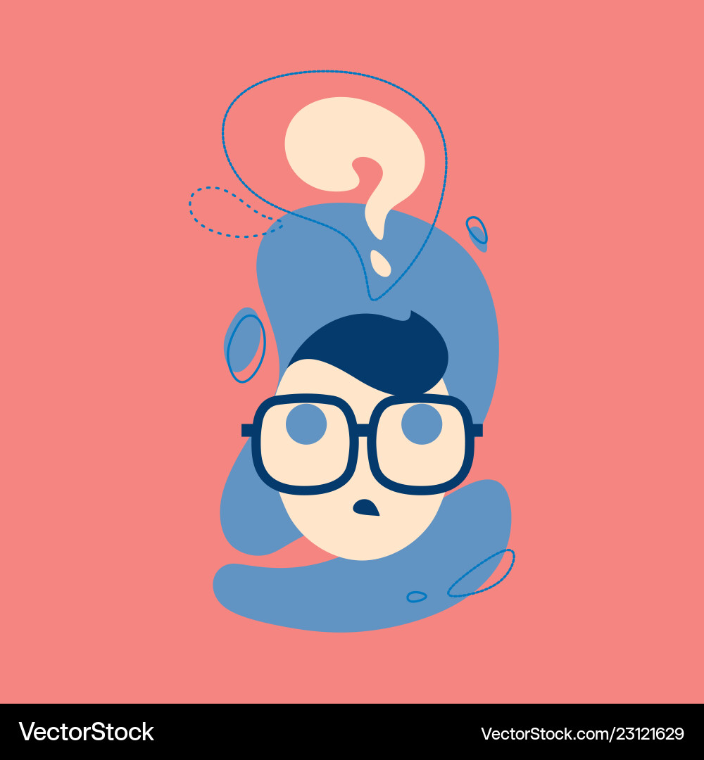 Icon of thinking man with question mark in think Vector Image