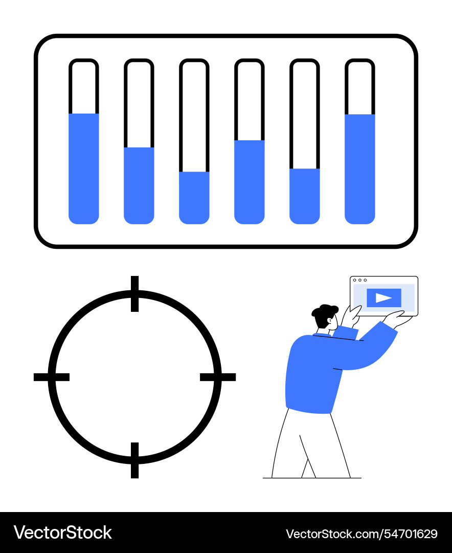 Laboratory test tubes target symbol and man Vector Image