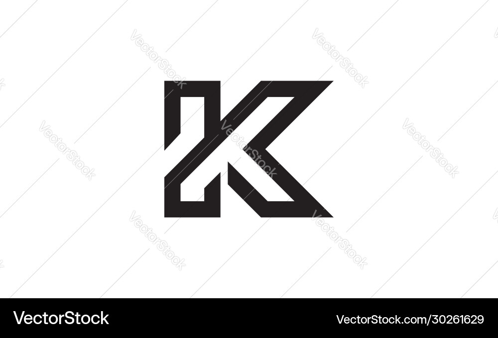 Letter k with number two logo design concept Vector Image