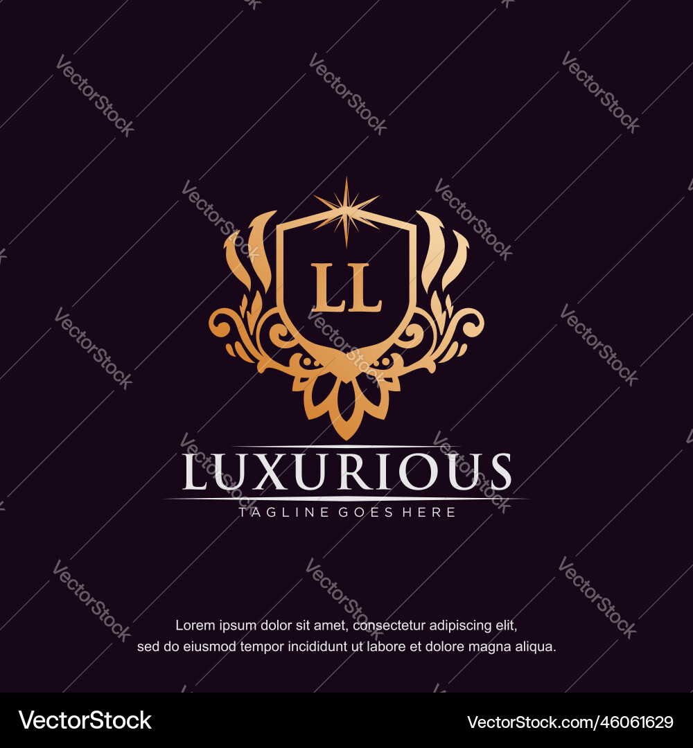 Ll initial letter luxury ornament gold monogram Vector Image