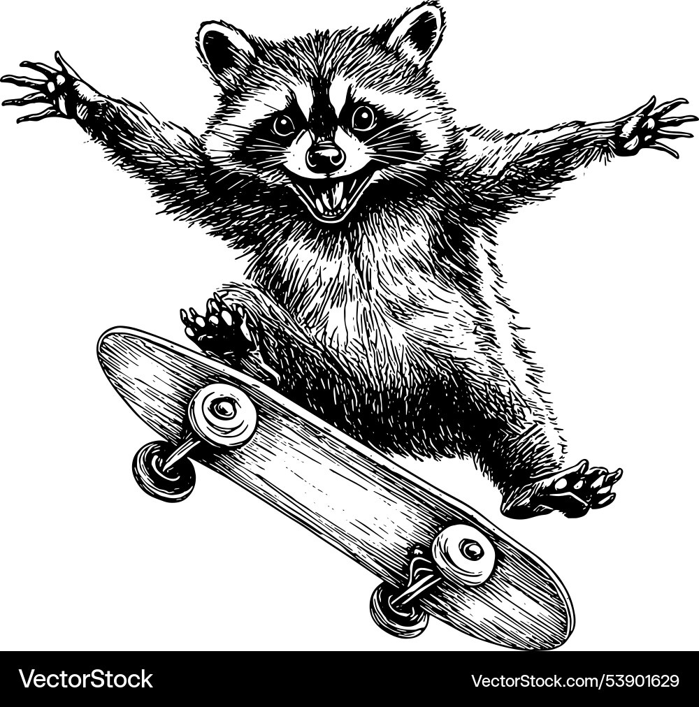 Raccoon Skater Royalty Free Vector Image - VectorStock