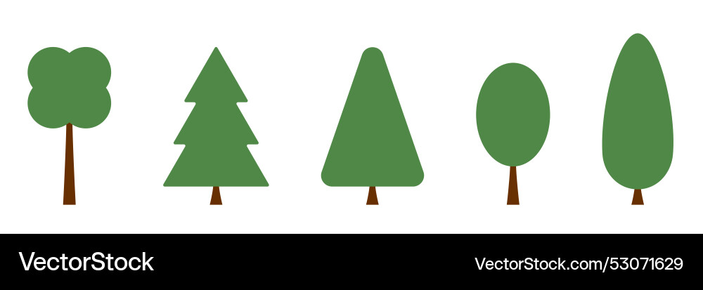 Simple geometric tree icon collection Royalty Free Vector