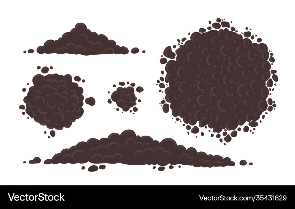 Soil for growing plants set pile ground heap Vector Image
