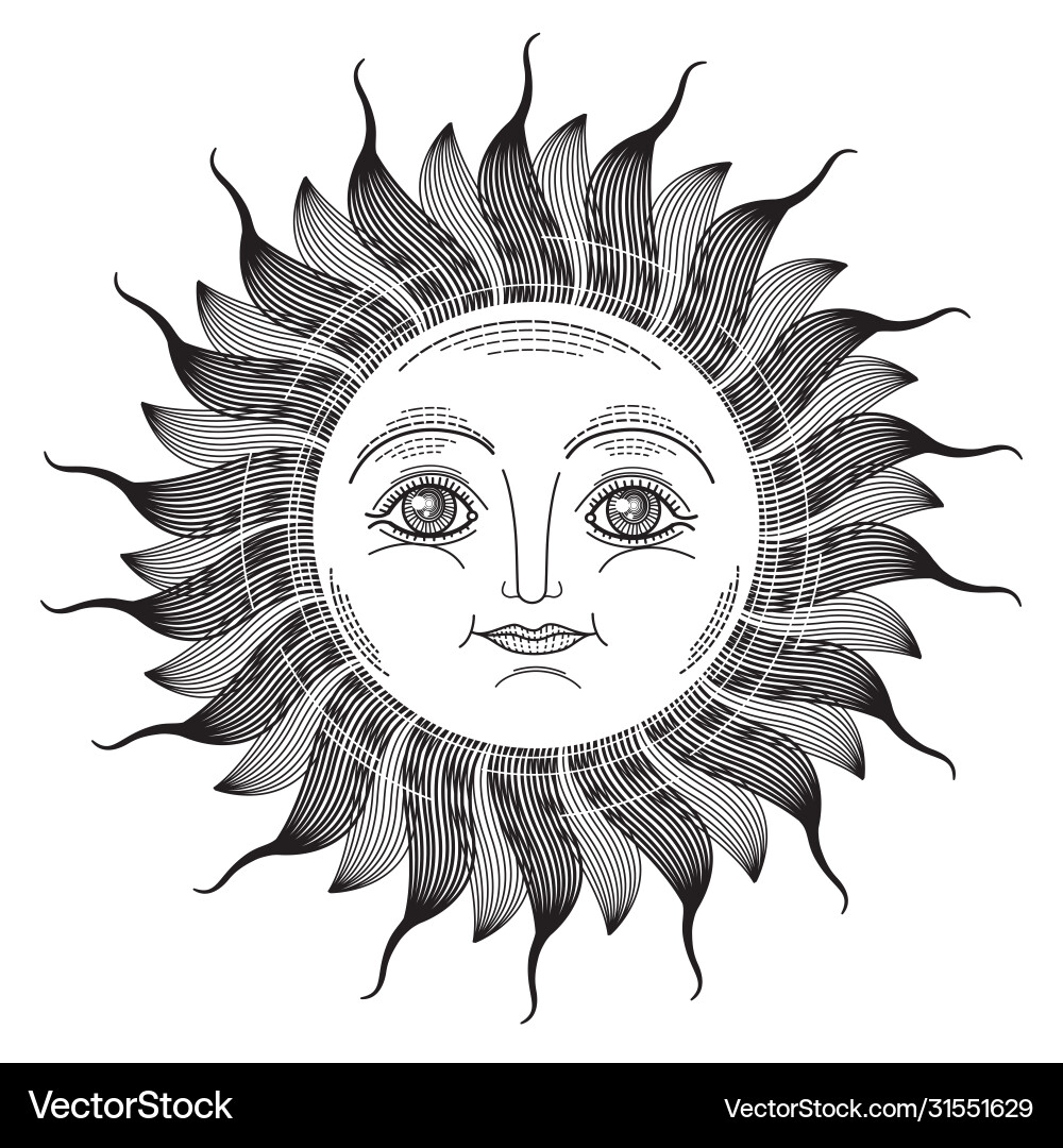 Sun Face Logo Mystical Sun Face Logo Design, Bohemian Celestial