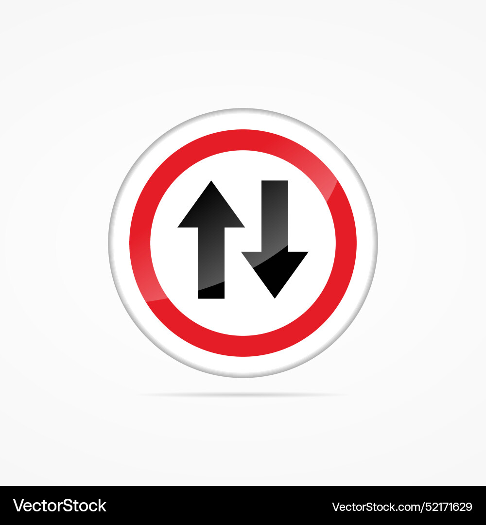 Two way traffic sign oncoming 2 arrow Royalty Free Vector