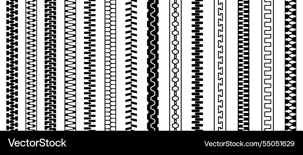 Zippers set seamless patterns with zipper teeth Vector Image