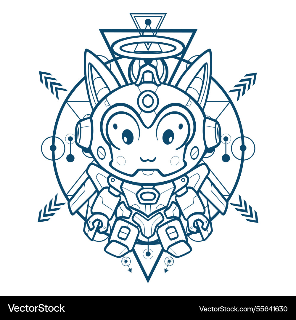 Angelic cat with sacred geometry element Vector Image