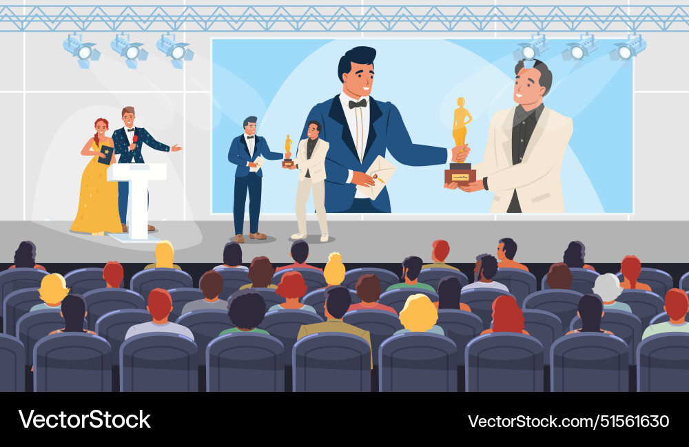 Award event on stage with beautiful people Vector Image