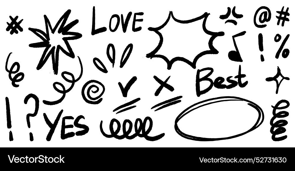 Bold brush hand drawn doodle style collection Vector Image