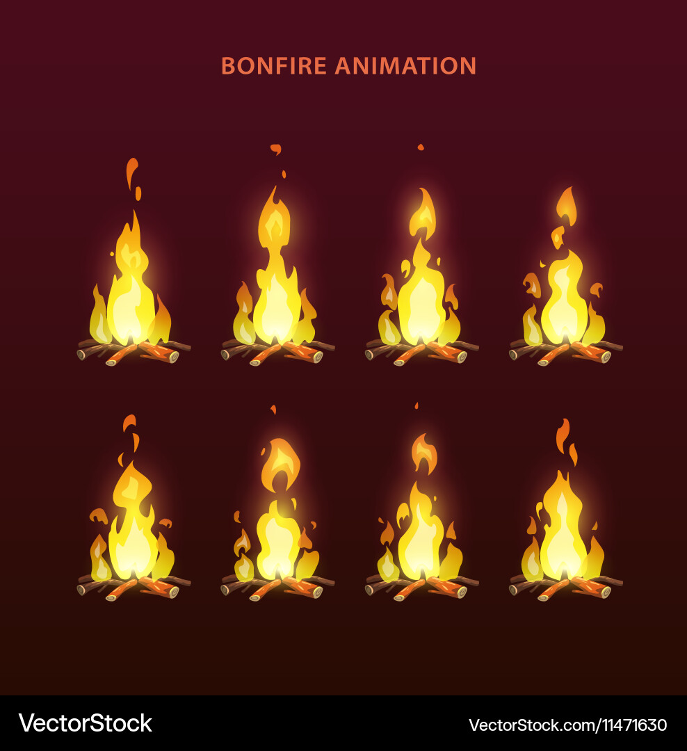 Bonfire animation sprites Royalty Free Vector Image