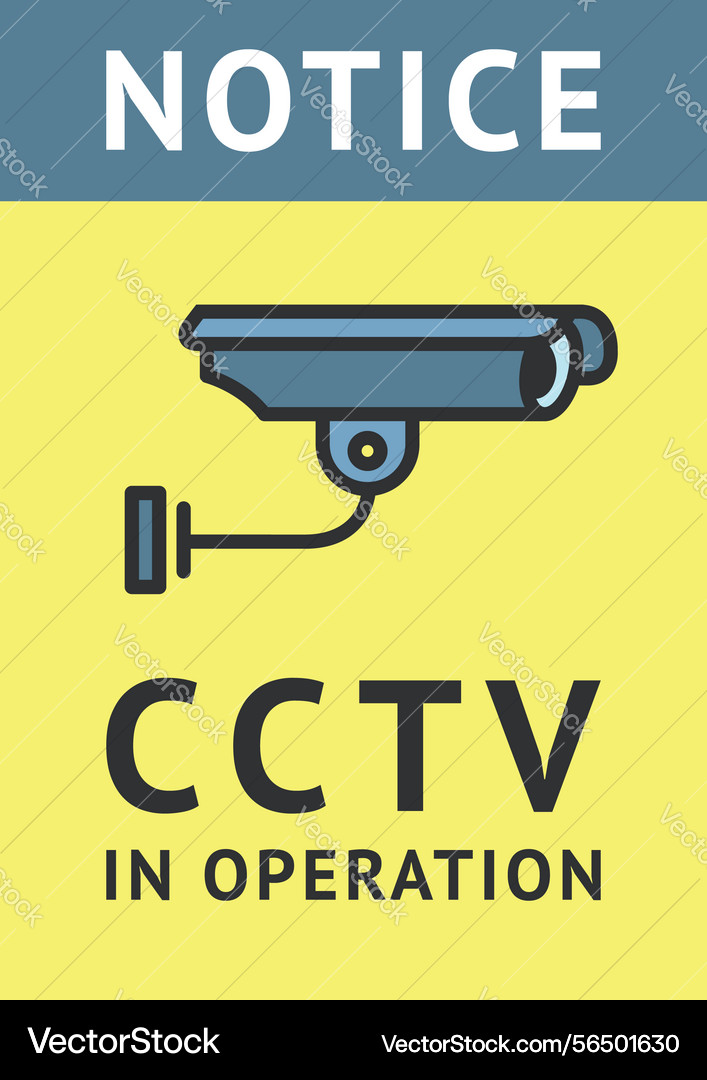 Cctv sticker video surveillance poster security Vector Image